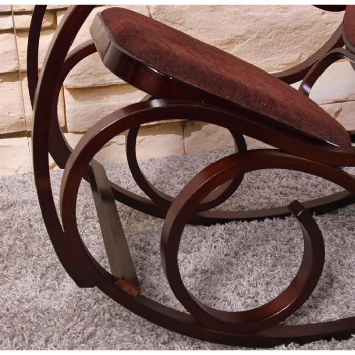 Fauteuil à bascule M41 - Rocking-chair - Imitation noyer - Tissu marron ...