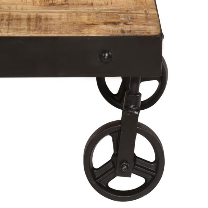 Table basse avec roulettes Bois de manguier massif 100x60x26 cm HAO ...