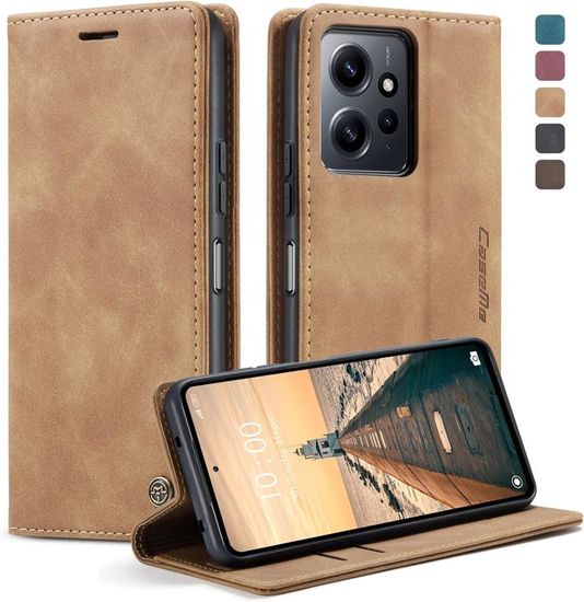 Coque en Cuir Pochette Portefeuille pour Xiaomi Redmi Note 12 4G - Brun ...