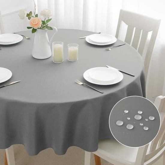 Nappe Table Ronde 140 Cm Nappe Anti Taches Nappe Imperméable Effet Lin ...