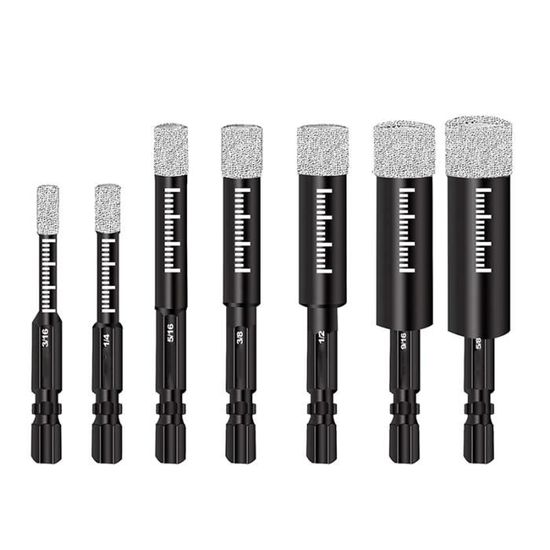 7Pcs Dry Diamond Drill Bits Set for Granite Ceramic Marble Tile Stone ...