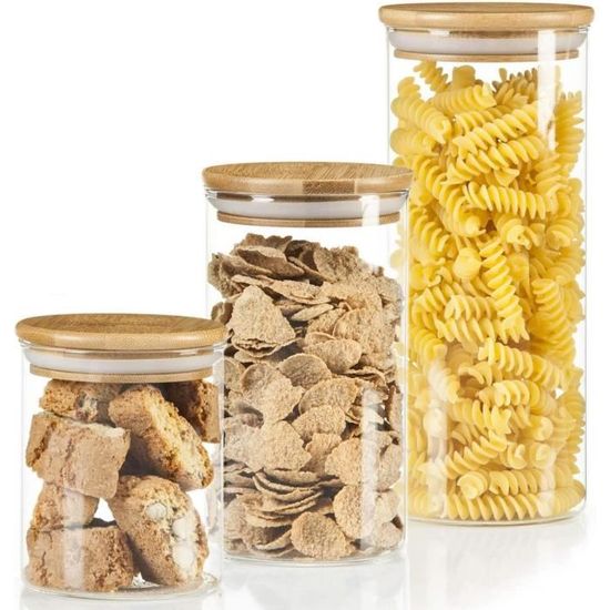 ® Bocaux De Stockage En Verre Borosilicaté Contenants En Verre Bocal De ...