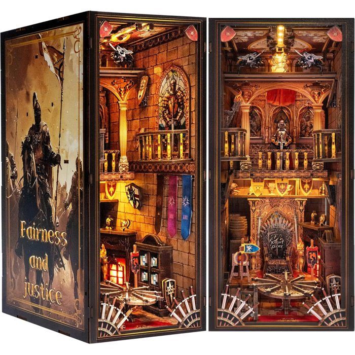 Kit Book Nook maison poupée château chevalier salle trône, puzzle 3D ...