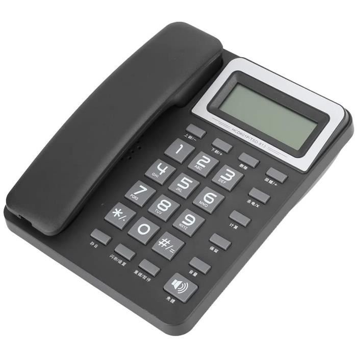 Téléphone Fixe, Téléphone Fixe Noir, Appels Mains Libres et Affichage de L'appelant Téléphones ...