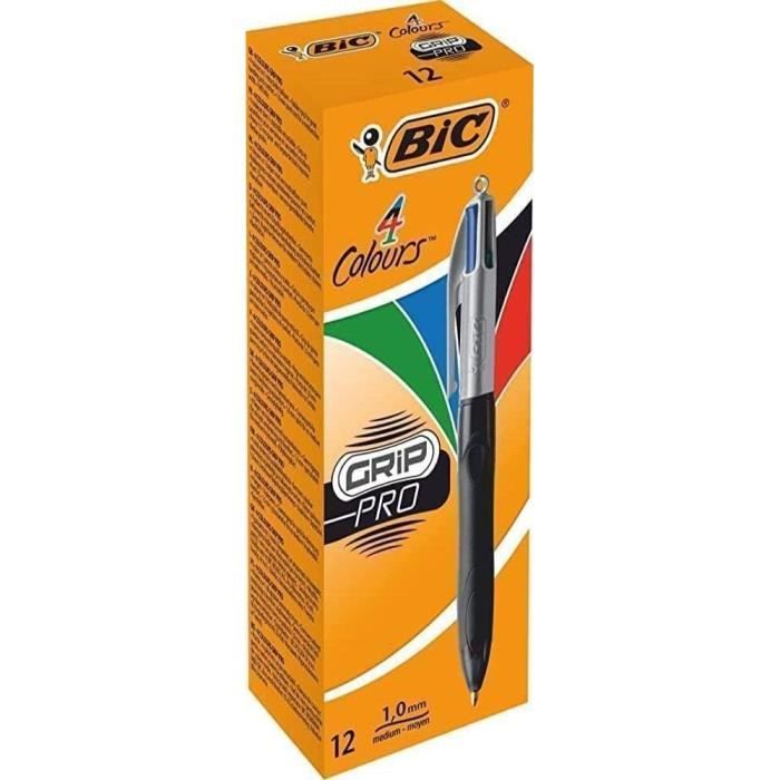 4 Couleurs Grip Pro Stylos-Bille Rétractables Pointe Moyenne (1,0 Mm ...