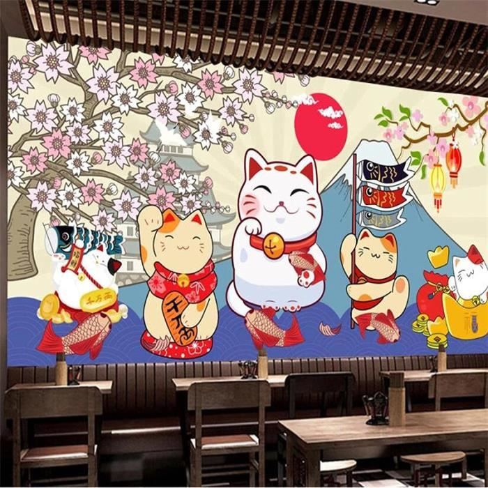 LIWI-Papier Peint Panoramique Rose Fleur Mignon Chat Papier Peint ...