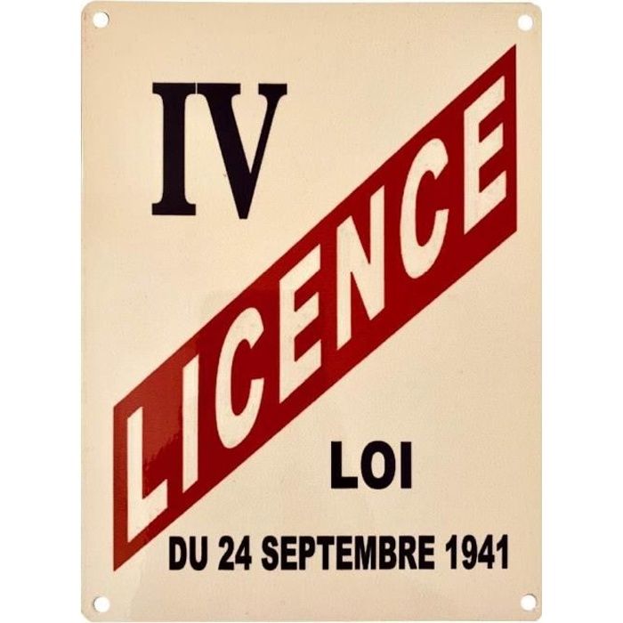 Licence 4 - Licence IV - Débit Alcool - Métal Plate - Cdiscount Maison