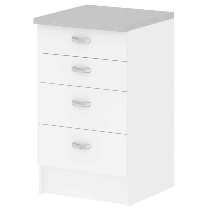 Kit Meuble commode cuisine 4 tiroirs couleur blanc ameublement 45521 49 ...