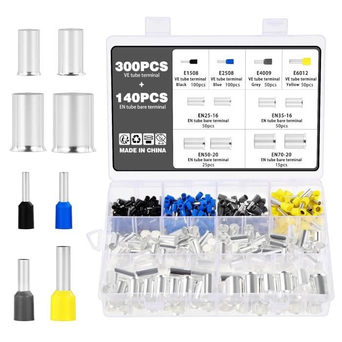 440 Pcs Embouts De Cablage,Embouts De Câble Non Isolés,Cosse À Sertir ...