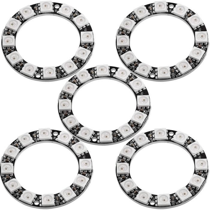 5 X Led Ring 5V Rgb Compatible Avec Ws2812B 12-Bit 38Mm Compatible Avec ...