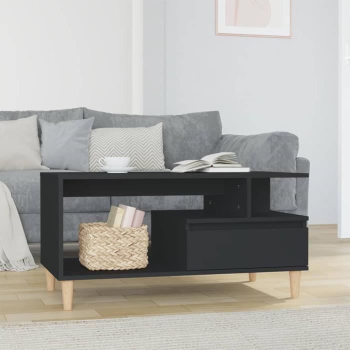 ETO- Table basse Noir 90x49x45 cm Bois d'ingénierie -CIK7807121672429 ...