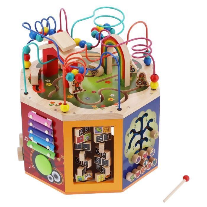 QI117221 jouet de labyrinthe de perles d'enfants Jouet de labyrinthe de perles en bois multi ...