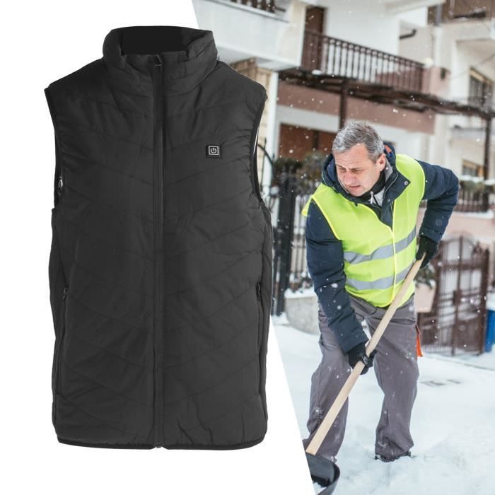 JOP Gilet chauffant électrique USB, gilet chauffant thermostatique intelligent noir taille L ...