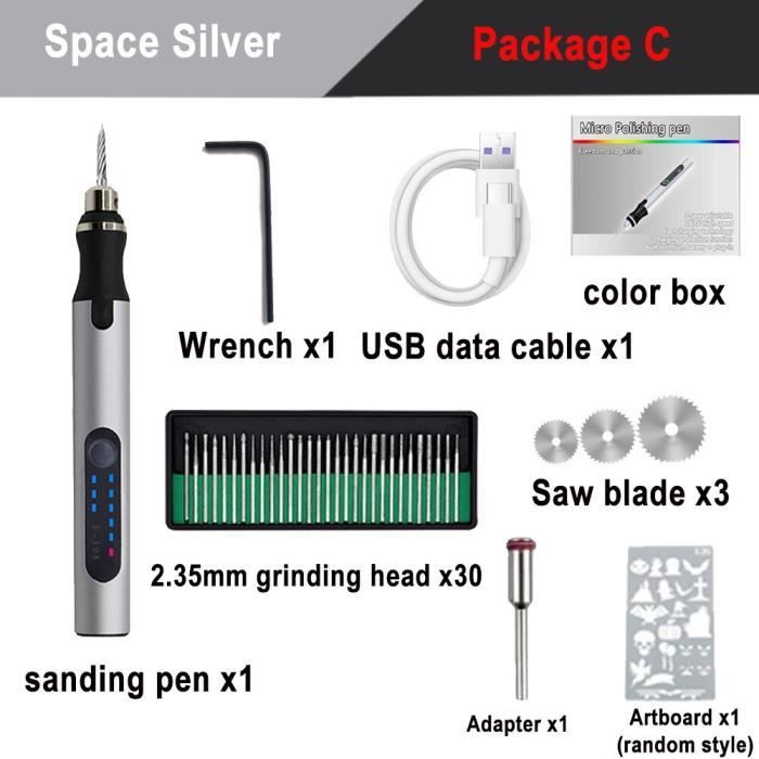 Mini broyeur lectrique sans fil stylo graver avec batterie outils rotatifs sans fil Micro ...