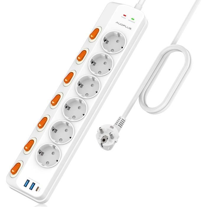 Multiprise Parafoudre Avec 6 Prises Et Pd 20W 1 Port Type-C Et 2 Ports ...