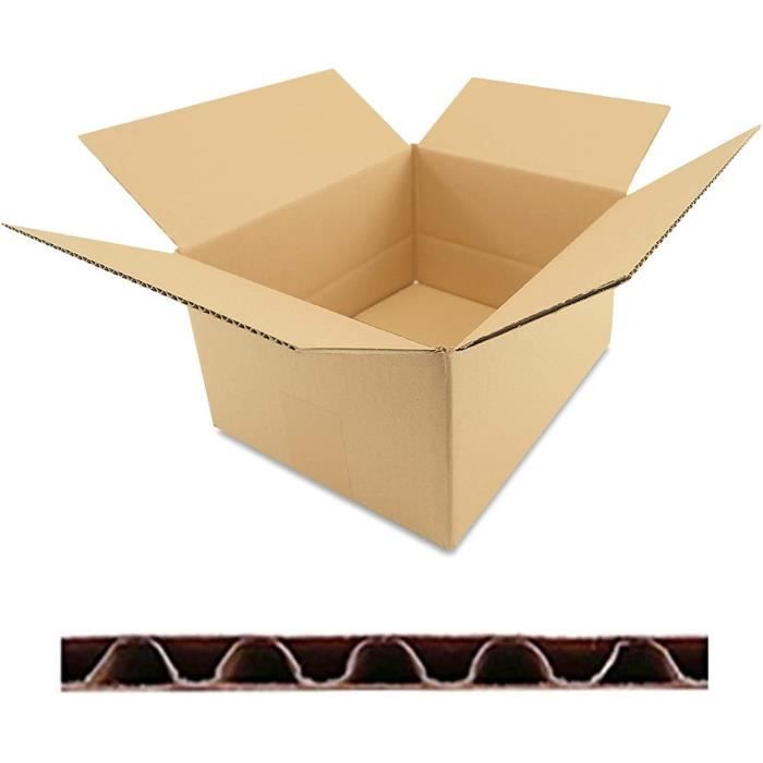 100 cartons d'expédition simple cannelure 25 x 20 x 14 cm brun - KK 26 ...