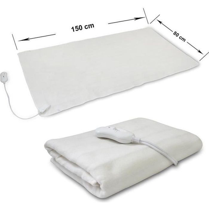 Chauffe Lit, Surmatelas Chauffant, Simple, 150 x 80 cm, 60W, Blanc ...