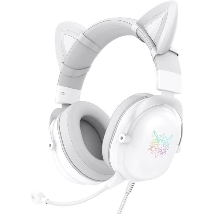 Casque D'Oreille De Chat Mignon, Casque Filaire Rvb Avec Micro Rotatif ...