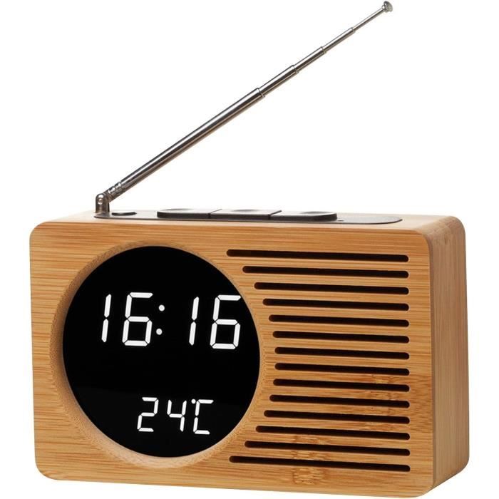 Radio De Chevet Rétro Multifonctionnelle Radio-Réveil En Bois Haute ...