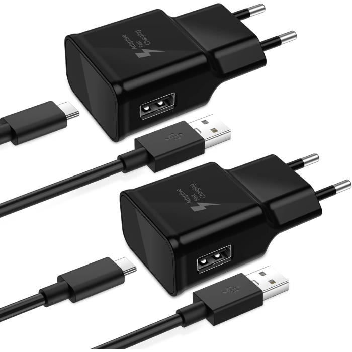 2 Pack Chargeur Samsung Charge Rapide Avec 3.0A Usb C Cable 1.8M, 15W ...