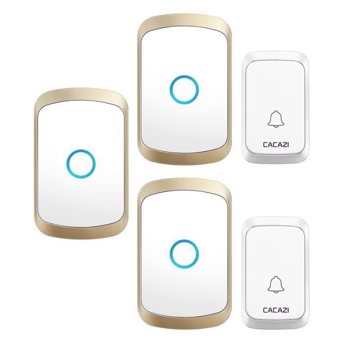 SONNETTE,gold 2x3--sonnette sans fil à piles DC, portée 300M, 36 ...