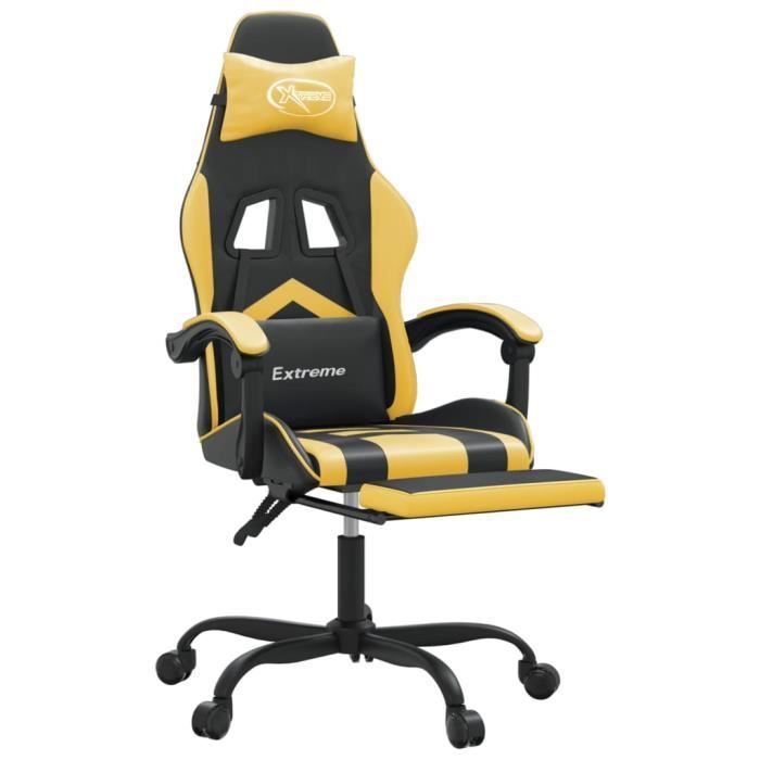 RAI Chaise de jeu avec repose-pied Noir et doré Similicuir AB3143904 ...