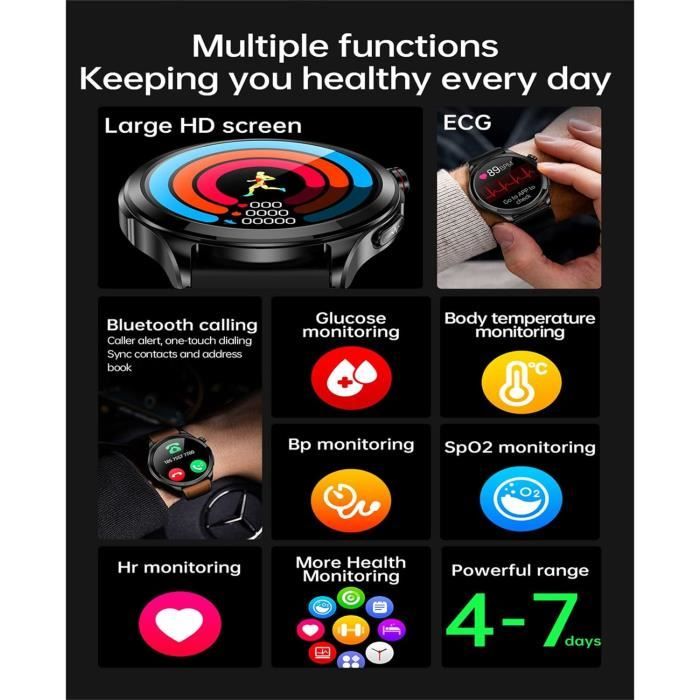 Ecg Smartwatch Montre Intelligente Glycémie, Ecg+Ppg Glucose Dans Le ...