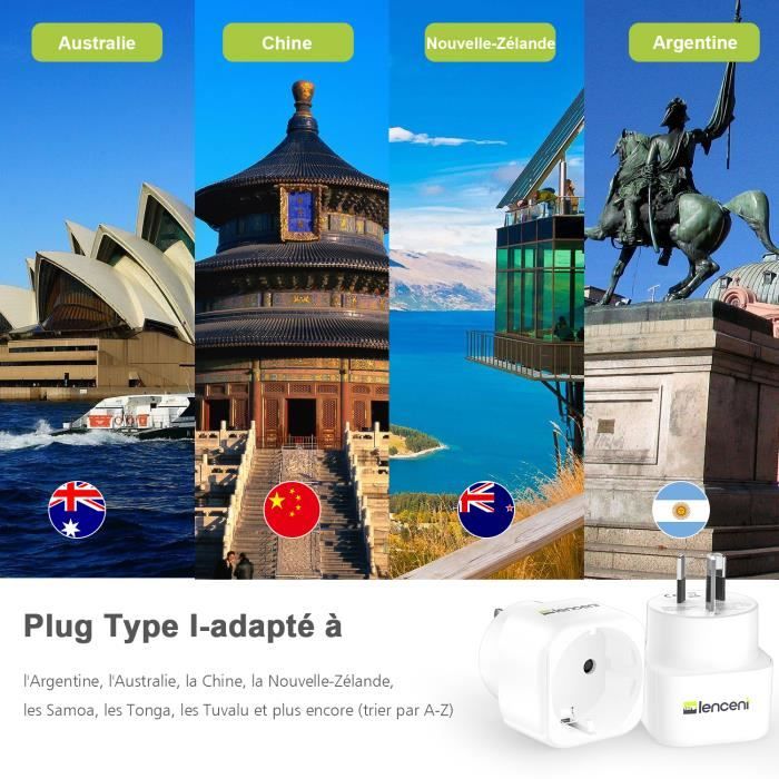 Adaptateur Prise Australie/Chine LENCENT 2X-2Broches Europe vers ...