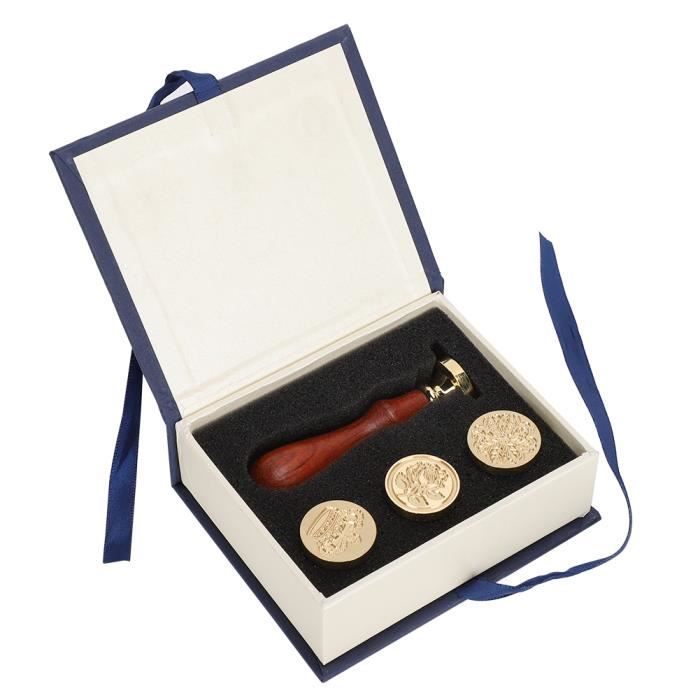 Qiilu Ensemble de timbre de sceau de cire Snow Flower Crown Pattern Wax ...