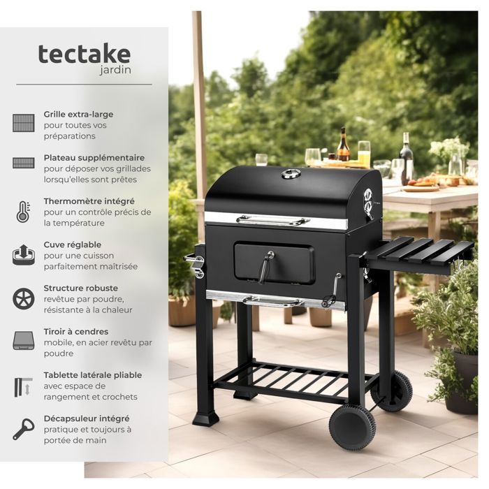 Barbecue - TECTAKE - Barbecue à charbon FLORIAN avec 2 grilles et ...
