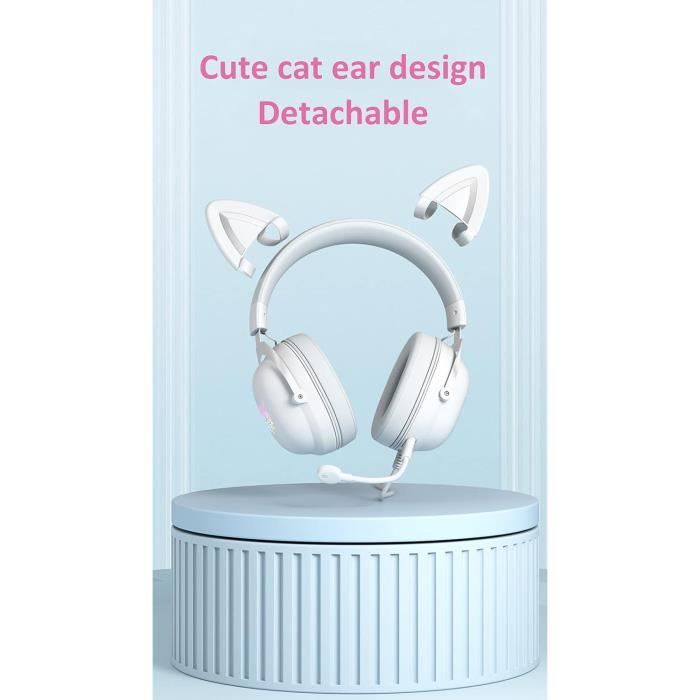Casque D'Oreille De Chat Mignon, Casque Filaire Rvb Avec Micro Rotatif ...