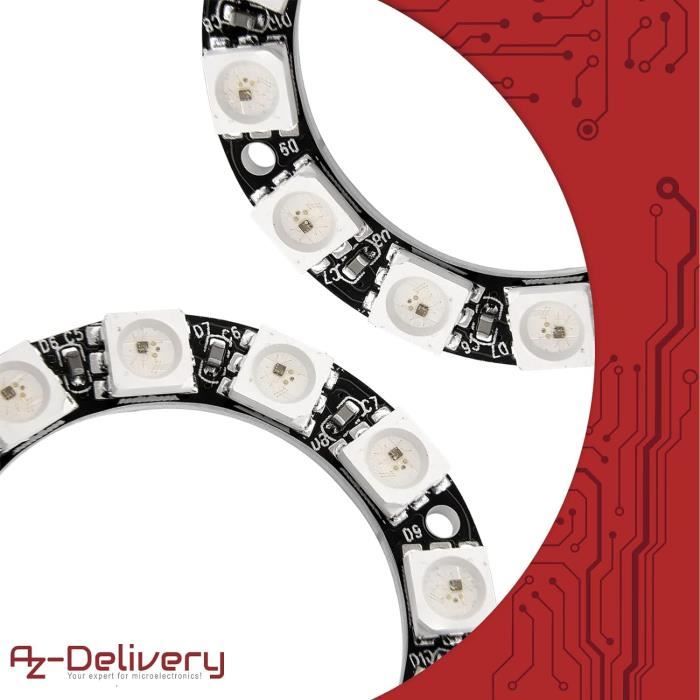 5 X Led Ring 5V Rgb Compatible Avec Ws2812B 12-Bit 38Mm Compatible Avec ...