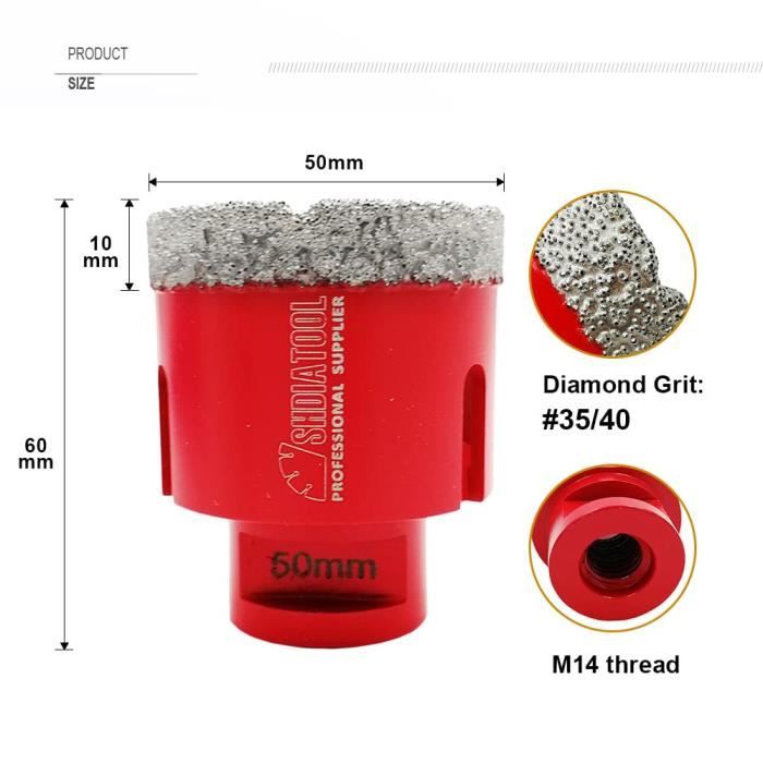 Forets Diamant 50Mm Trépans De Forage Avec Filetage M14 Pour Perçage À ...