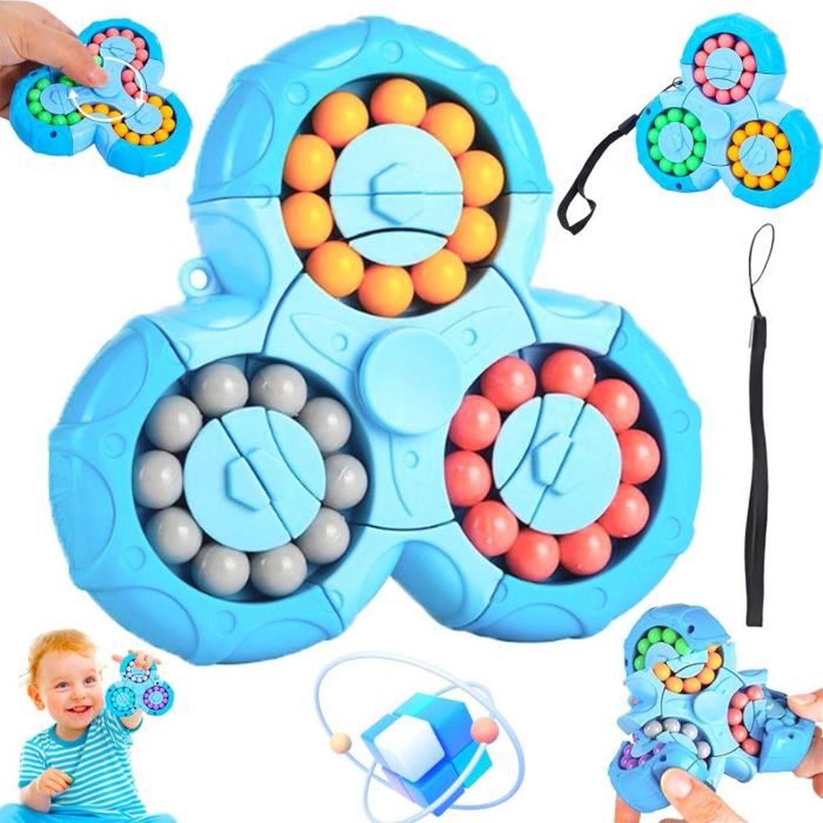 Magic Bean Cube Rotatif, Puzzle 3D Doigt Rotatif, Haricot Magique ...