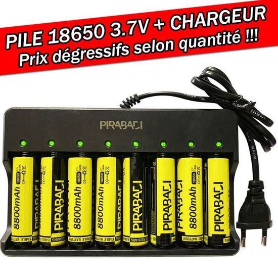 8 PILES 18650 3.7V 8800mAh RECHARGEABLE Li-ion + CHARGEUR PUISSANT ...