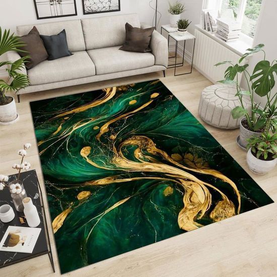 Tapis De Salon Vert De Luxe, Tapis Moquette De Chambre À Poils Ras ...