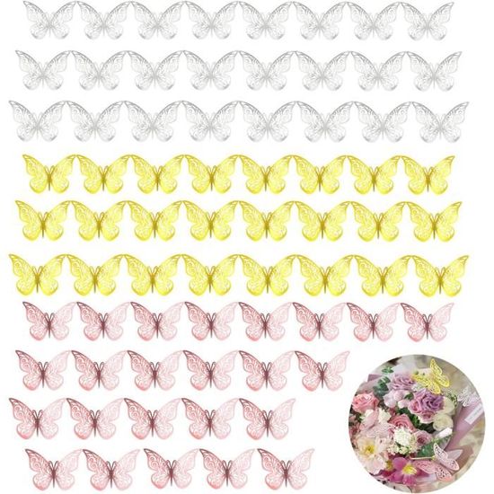 72 Pièces 3D Papillon Stickers Muraux, Papiers Papillon Autocollants ...