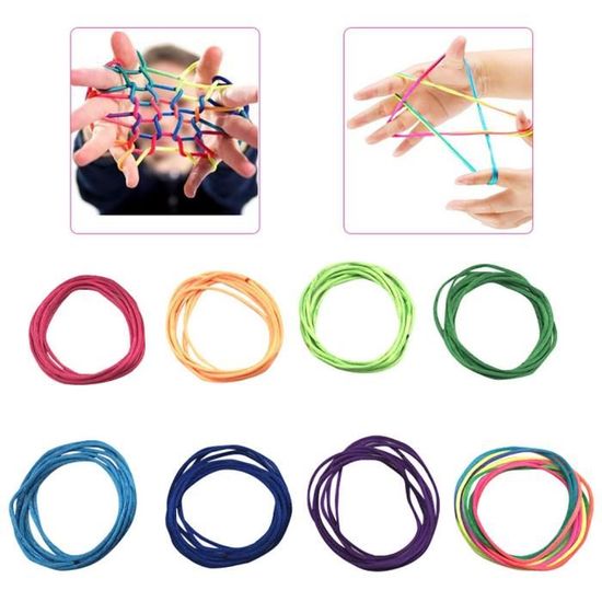 Rainbow Toy String Set Finger 8pcs Rainbow Rope Skill Game Kid Jeu ...