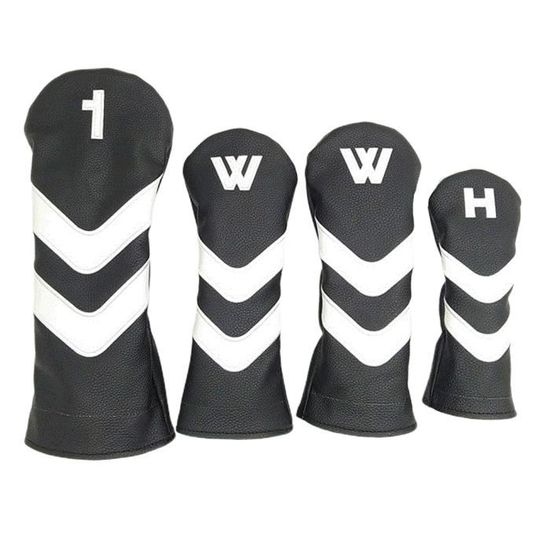 Golf Head Cover Driver Fairway Wood Covers Protector Sleeves 4pcs Black ...