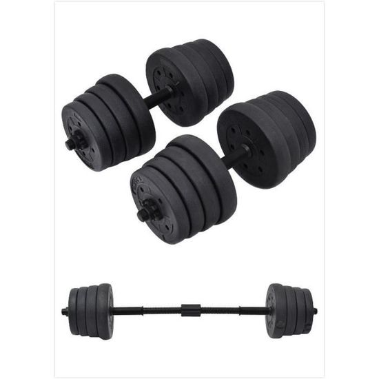 Set d’haltère 30kg 2 en 1 (Long&Court) poids musculation Disques barres ... Set d’haltère 30kg 2 en 1 (Long&Court) poids musculation Disques barres ...
