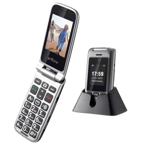 WCDMA – téléphone portable 3G à rabat Artfone G6 pour personnes âgées grand clavier caoutchouc ...