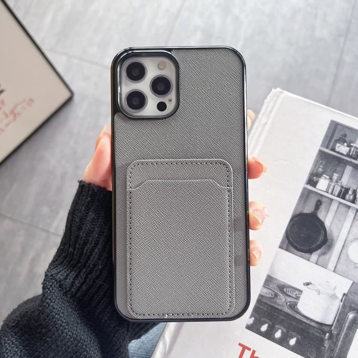 GRIS-POUR IP12--De luxe En Cuir Avec Carte de Crédit Étui de Téléphone ...