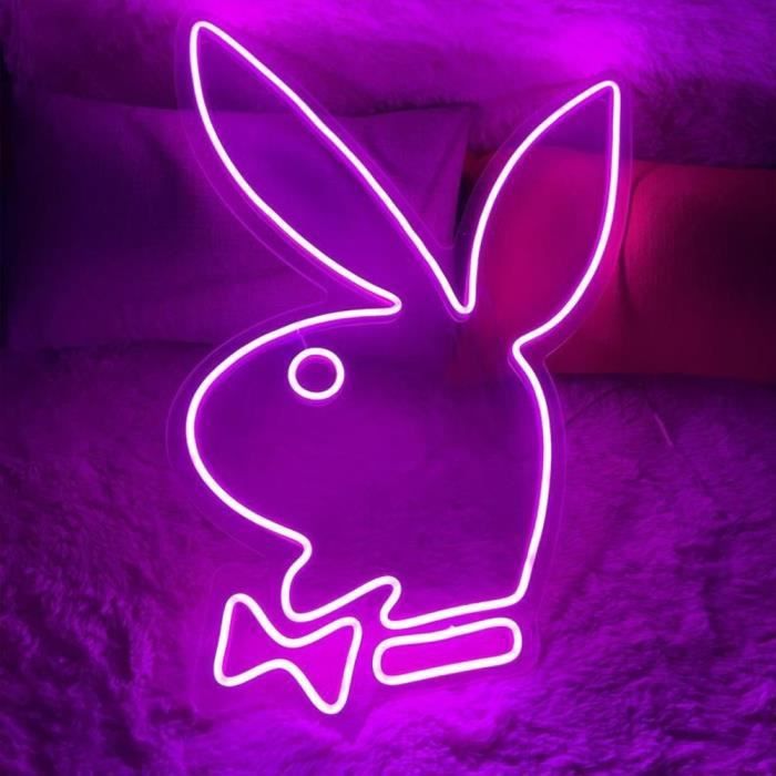 Violet - enseigne lumineuse LED en forme de lapin, grande taille ...