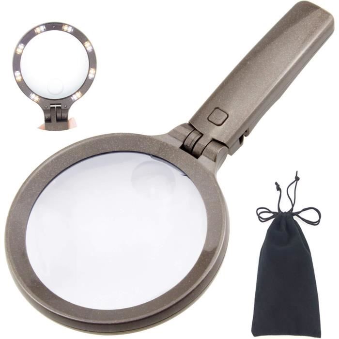 Loupe De Lecture Avec Éclairage Led, Loupe De Lecture Lumineuse À Piles Avec Support, Loupe À ...