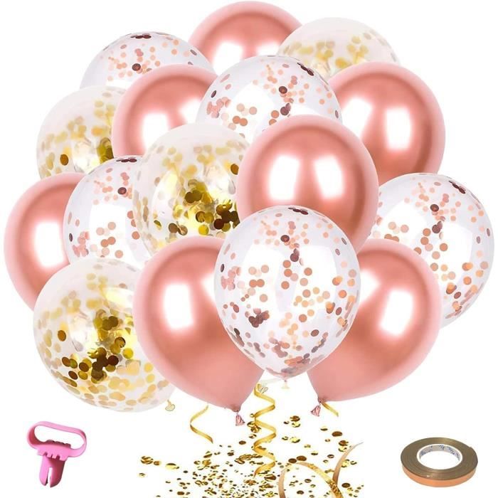 60 Pièces De Ballon Rose Gold. Ballon Anniversaire, Ruban,Outil De ...