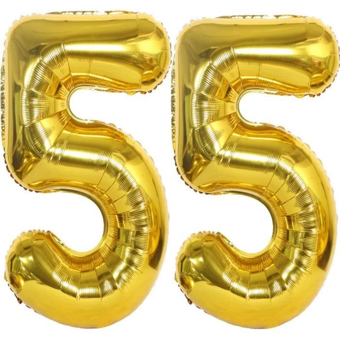 Ballon Anniversaire 55 Ans Or, 100 Cm Ballon Chiffre Numéro 55 Or ...