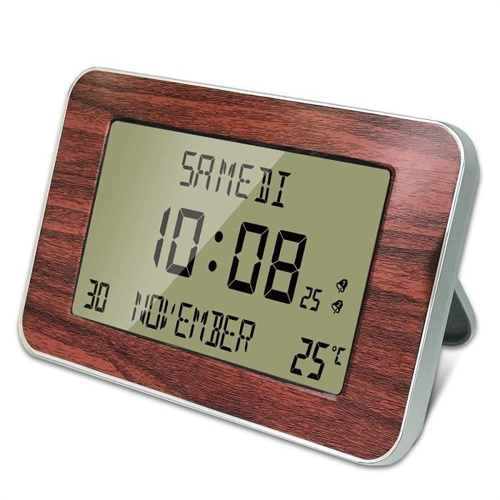 LIWI-Horloge Réveil Numérique Murale Radiopilotée - Calendrier Date ...