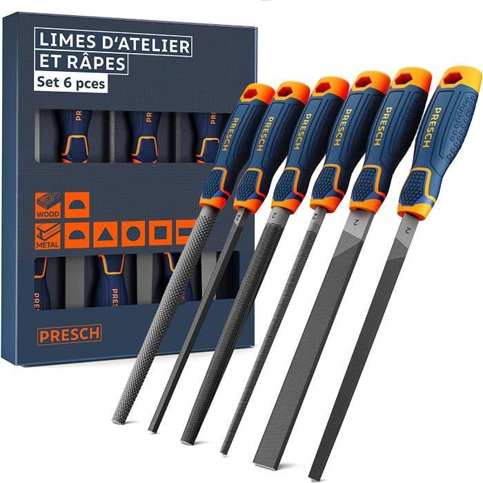 Jeu de limes métal et bois 6 pcs. - Kit de limes plus râpe demi-ronde ...