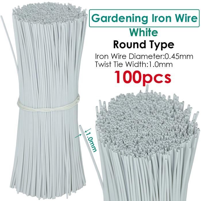 Attaches de câble de jardinage rondes - Blanc - 100pcs - Fil de fer ...