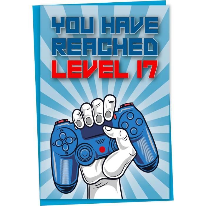 Carte D'Anniversaire Pour 17 Ans, « You Have Reached Level 17 », Carte ...